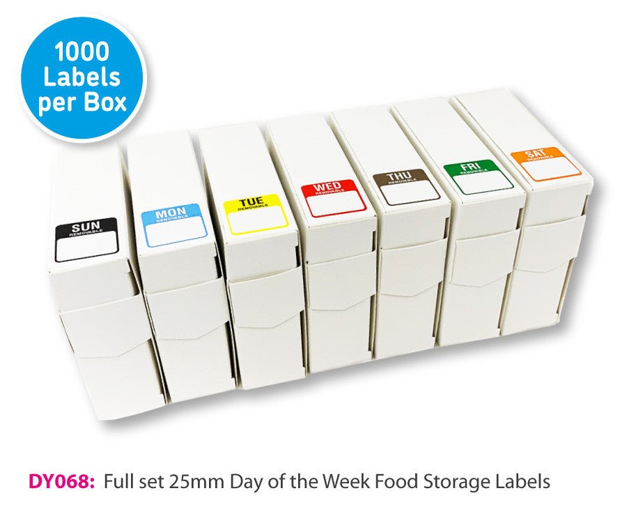 Full Set of 25mm x 25mm "Day of the Week" Food Labels (Mon-Sun) – Life ...